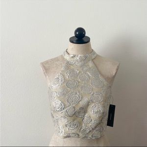 Lulus | Tops | Lulus Silver Rose High Neck Crop Top Bed Of Roses ...